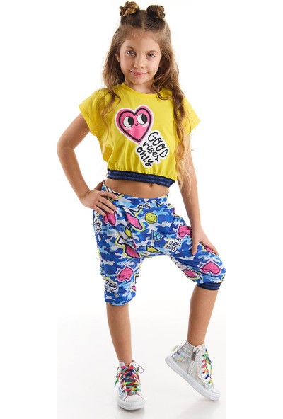 Mushi Kalp Kalbe Kız Crop Kapri Takım Mushi Kalp Kalbe Kız Crop Kapri Takım