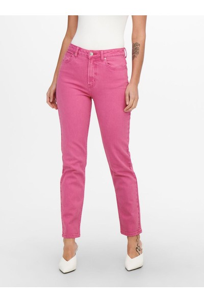 Only Bayan Pembe Renk Yüksek Bel Kot Pantolon 15252531