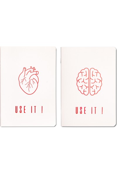 Chill & Feel 2li Set Use It! Brain (Kareli) + Heart (Çizgisiz) - A5 Defter
