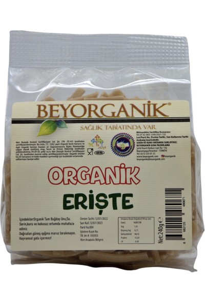 Beyorganik Organik Erişte 360 gr