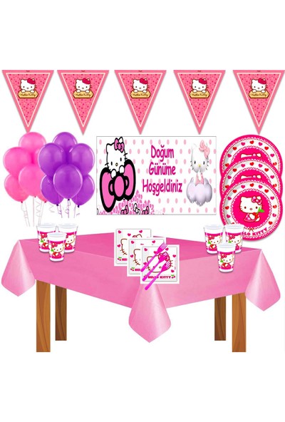 Afişli Lüx Hello Kitty Doğum Günü Parti Süsleri Süsleme Seti Afişli Lüx Hello Kitty Doğum Günü Parti Süsleri Süsleme Seti
