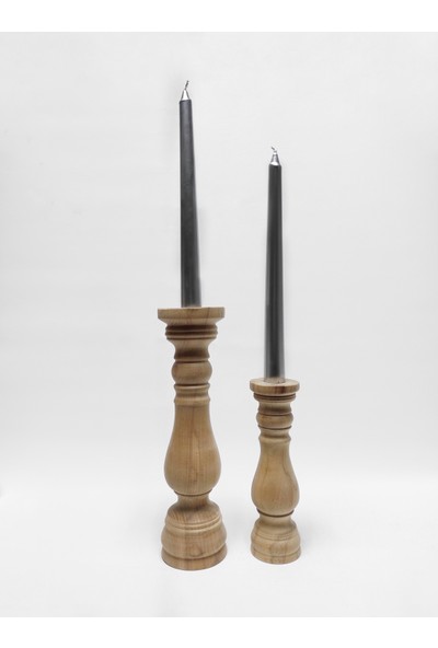 Ahşap Dekoratif Treebar 2'li Set Şamdan