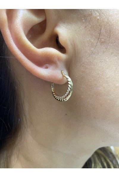 Ruhbaş Pırlanta 14 Ayar Altın Halka Küpe