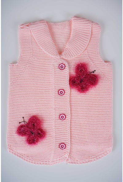 Miniko Kids Yeni Sezon Kız Bebek Düğmeli Örgü Triko Yelek