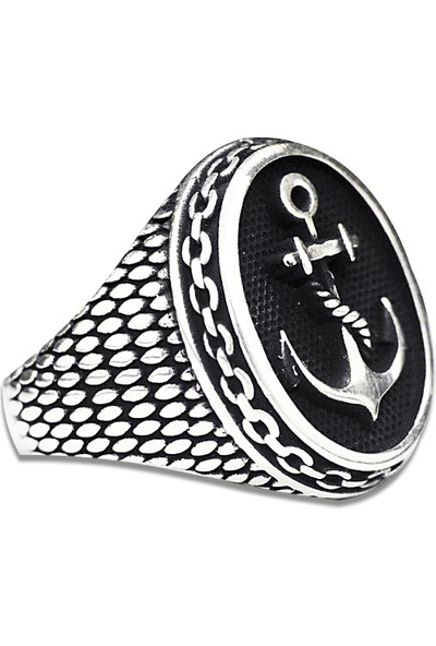 TAJA925 Erkek Gümüş Yüzük Gümüş 925 Çapa B1722