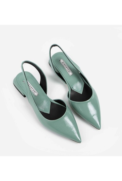 Rita Yeşil Rugan Arka Lastik Detaylı Kadın Topuklu Babet Rita Yeşil Rugan Arka Lastik Detaylı Kadın Topuklu Babet