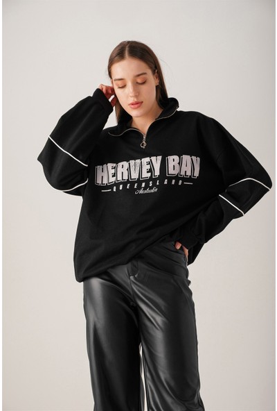 MyLove Şeritli Zip Sweatshirt