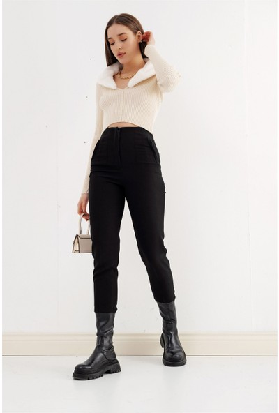 MyLove Süs Cep Pileli Kumaş Pantolon