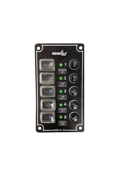 Sealux 5 Anahtarlı Izoleli Dikey Swıtch Panel / Tekne ve Karavan Sigorta Paneli / Elektrik Kumanda Paneli Sealux 5 Anahtarlı Izoleli Dikey Swıtch Panel / Tekne ve Karavan Sigorta Paneli / Elektrik Kumanda Paneli