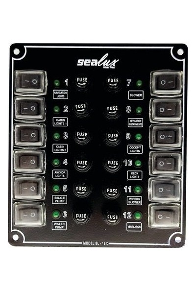 Sealux 12 Anahtarlı Izoleli Küçük Ebatlı Swıtch Panel / Tekne ve Karavan Sigorta Paneli / Elektrik Kumanda Paneli Sealux 12 Anahtarlı Izoleli Küçük Ebatlı Swıtch Panel / Tekne ve Karavan Sigorta Paneli / Elektrik Kumanda Paneli