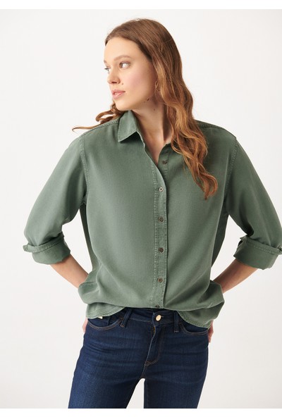 Mavi Kadın Lux Touch Yeşil Lyocell Gömlek 122823-70113