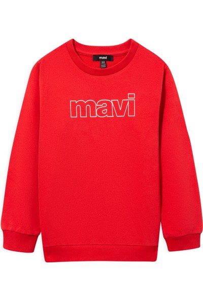 Mavi Erkek Çocuk Mavi Baskılı Kırmızı Sweatshirt 6633034535