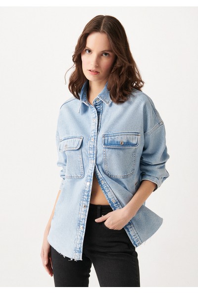 Mavi Kadın Tamara Eskitmeli Jean Gömlek 122883-80554