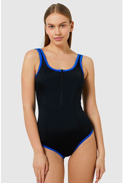 Ayyıldız 5023 Siyah Saks Fermuarlı Mayo