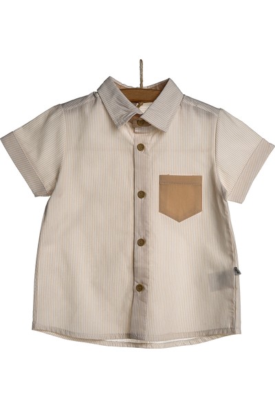 Babyz Sea Life Çizgili Dokuma Cep Detaylı Şık Gömlek