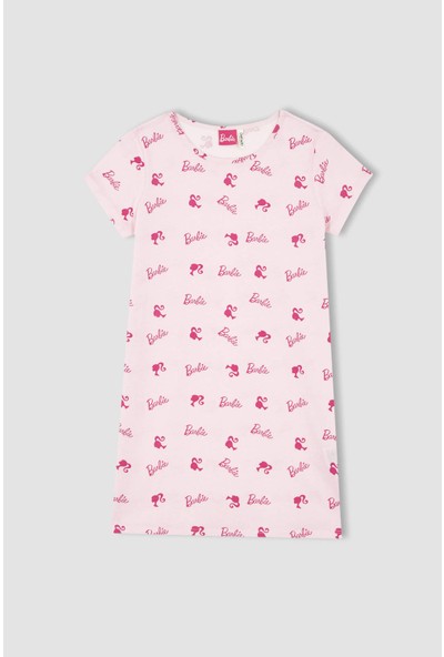 DeFacto Kız Çocuk Barbie Lisanslı Kısa Kollu Pamuklu Gecelik X6418A622SP
