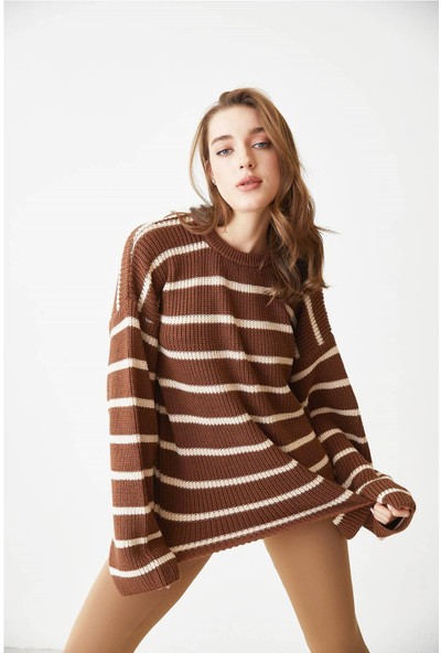 Moda Willow Kadın Kahverengi Triko Kazak - MW5021MW Moda Willow Kadın Kahverengi Triko Kazak - MW5021MW