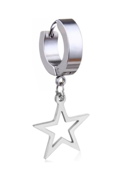 316L Çelik Yıldız Sallantılı Kalın Halka Küpe