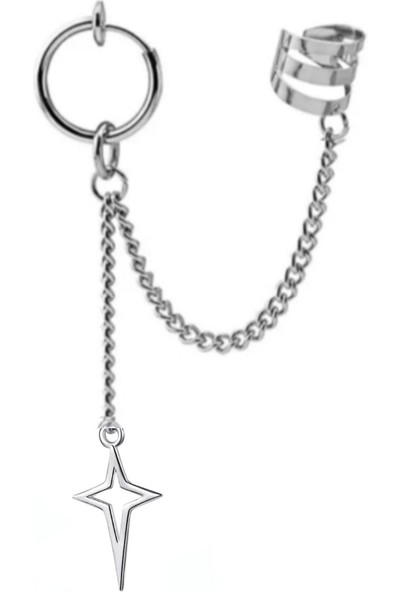 Ikisi Deliksiz 2'li Kuzey Yıldızı Sallantılı Fake Küpe