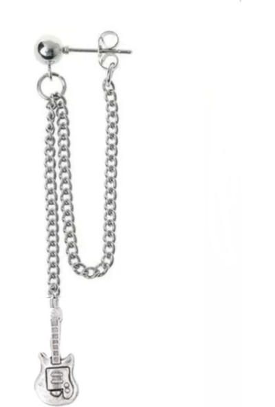 Gitar Sallantılı Çelik Top Zincirli Küpe