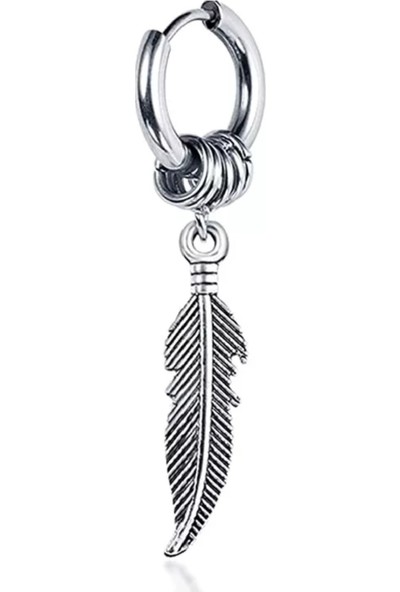 Çelik Sallantılı Kartal Tüyü Bayan Erkek Küpe Çelik Sallantılı Kartal Tüyü Bayan Erkek Küpe