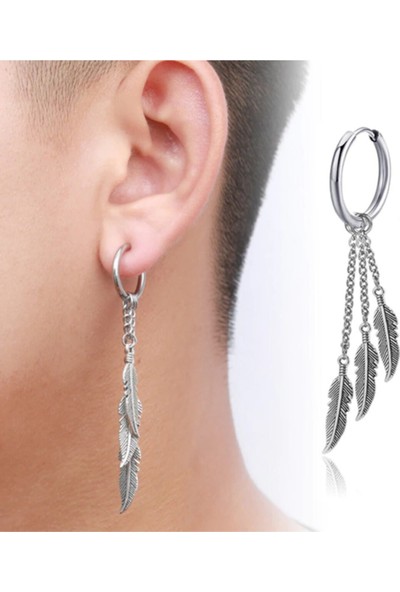 Kpop Sallantılı Paslanmaz Çelik Klipsli Tek Küpe Delikli