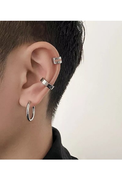 3'lü Set Deliksiz Sıkıştırma Çelik Küpe Seti