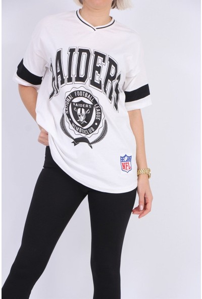 Bkmc Raıders Baskılı T-Shirt Beyaz Bkmc Raıders Baskılı T-Shirt Beyaz