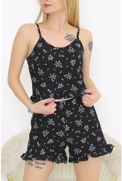 Şortlu Takım Siyahçiçekli
