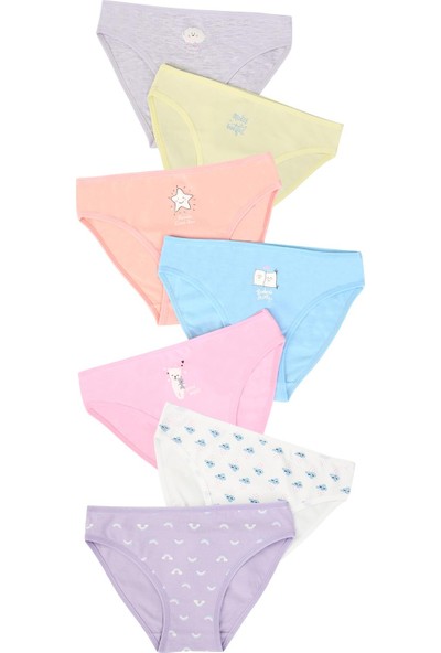 Domikids Kız Çocuk Renkli Pamuklu Likralı Külot 7'li Paket 79500-17