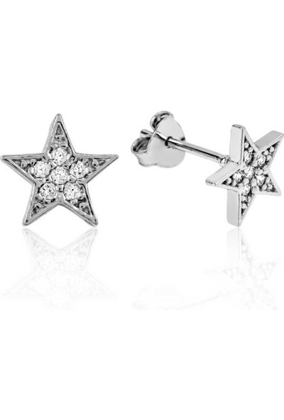 Gumush Gümüş Yıldız Çivili Küpe