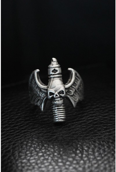 Ayarlanabilir Kanatlı Kurukafa Erkek Yüzük