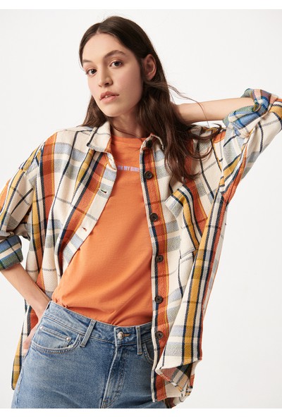 Mavi Kadın Kareli Bej Gömlek 1210039-80933