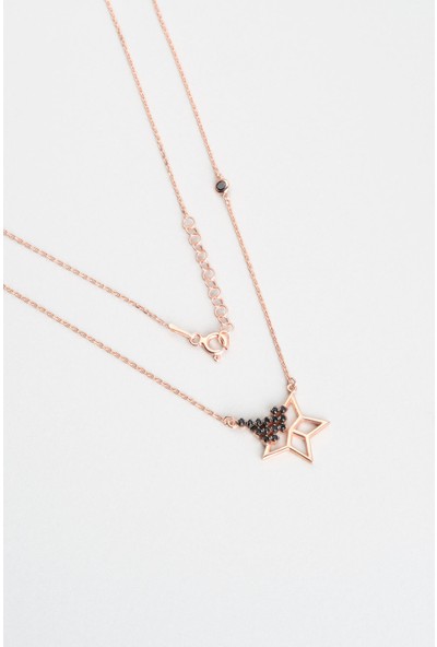 Zirkon Taşlı Yıldız Figürlü 18 Ayar Rose Altın Kaplama 45 cm Gümüş Kolye Zirkon Taşlı Yıldız Figürlü 18 Ayar Rose Altın Kaplama 45 cm Gümüş Kolye