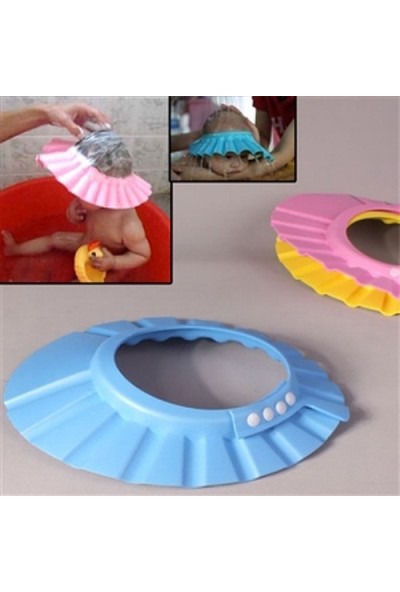 Lilibeaty Bebek Banyo Şapkası Düğmeli Pembe Ayarlanabilir Banyo Şapkası