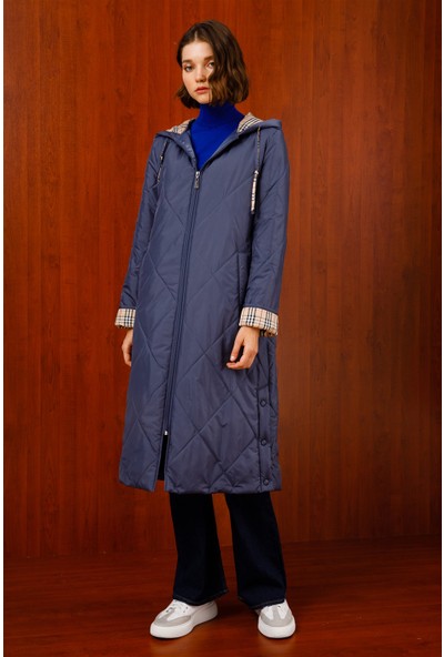 Micca Ekose Garni Detaylı Fermuar Kapamalı Yanları Çıtçıtlı Spor Kap-Indigo Micca Ekose Garni Detaylı Fermuar Kapamalı Yanları Çıtçıtlı Spor Kap-Indigo