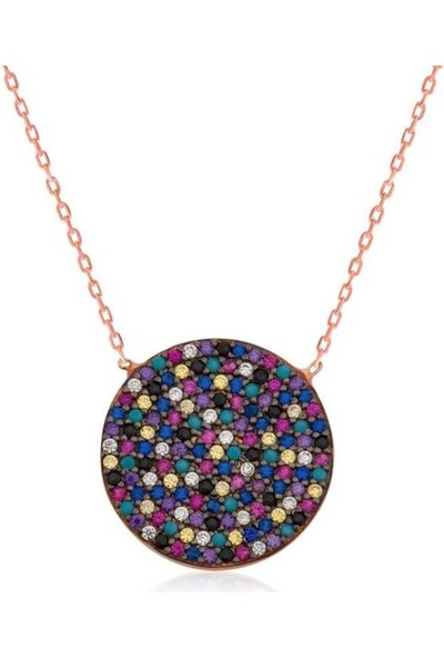 Gumush Gümüş Renkli Taşlı Kadın Kolye Gumush Gümüş Renkli Taşlı Kadın Kolye