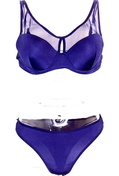 Tül Dekolteli Lacivert Sütyen - Büstiyer Takımı Tül Dekolteli Lacivert Sütyen - Büstiyer Takımı
