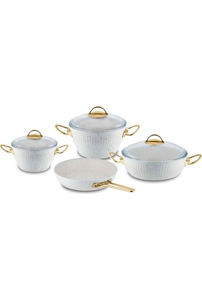 King Zambak Granit 7 Parça Tencere Seti