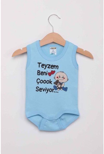 Teyzem Beni Çok Seviyor Baskılı Bebek Zıbın | Mavi Teyzem Beni Çok Seviyor Baskılı Bebek Zıbın | Mavi