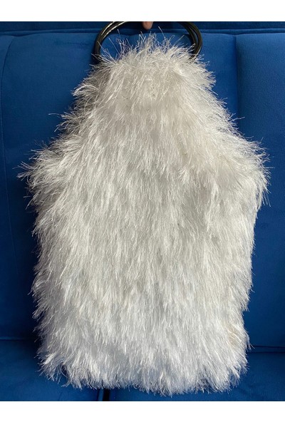 Craftatelier Beyaz Püsküllü El Örgüsü Çanta