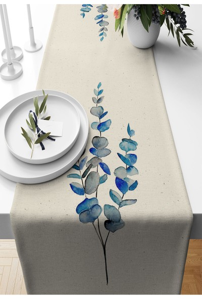 Kate Louise Botanik Çiçek Bohem Temalı 140X40 cm Dijital Baskılı Runner