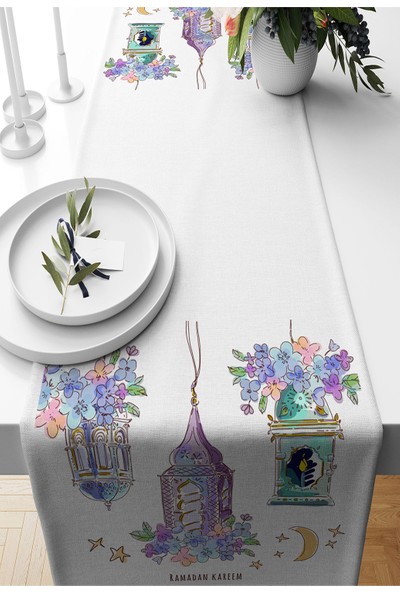 Kate Louise Ramazan (Ramadan) Temalı 140X40 cm Dijital Baskılı Runner