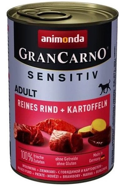 Animonda Gran Carno Sensitive Sığır Etli ve Patatesli Yetişkin Köpek Konservesi 400 gr Animonda Gran Carno Sensitive Sığır Etli ve Patatesli Yetişkin Köpek Konservesi 400 gr