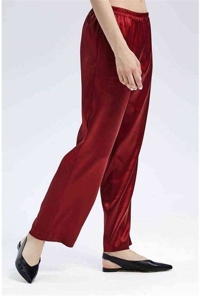 Merry See Saten Pjama Alt Kırmızı MS3241