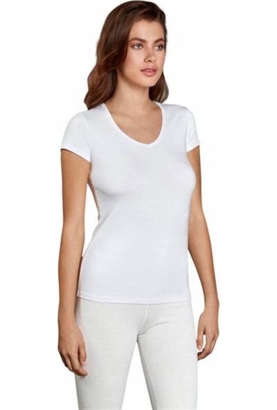 Doreanse Siyah V Yaka Kısa Kollu Termal T Shirt 8580