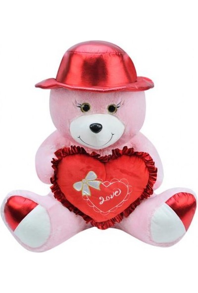 Tazador Şapkalı Ayı 40 cm Pembe Kalpli Pelüş Ayı Sevgiliye Hediye Tazador Şapkalı Ayı 40 cm Pembe Kalpli Pelüş Ayı Sevgiliye Hediye