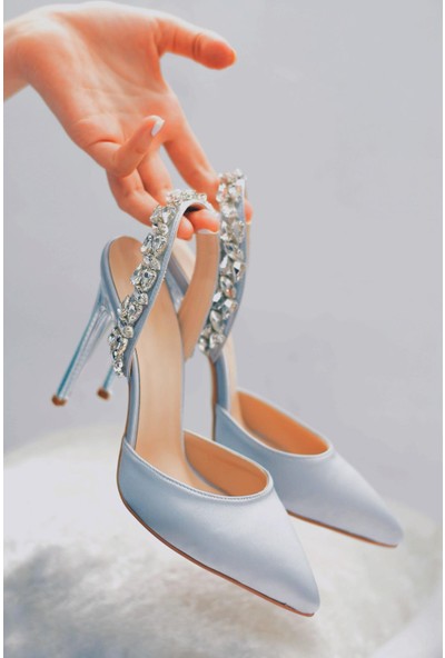 Shoebellas Gent Gümüş Saten Kadın Topuklu Ayakkabı Shoebellas Gent Gümüş Saten Kadın Topuklu Ayakkabı