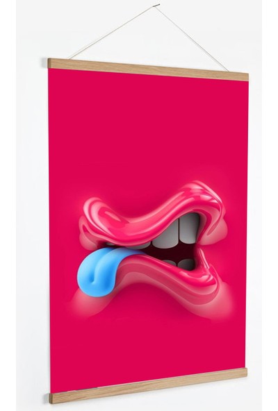 Pera Blue, Tongue , Retro, Kanvas Poster / Tablo - Afiş ( Ahşap Askılı )