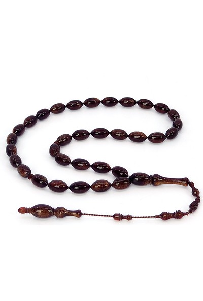 Vetesbih Sistemli Sedefli Beyzi Model Sıkma Kehribar Tesbih